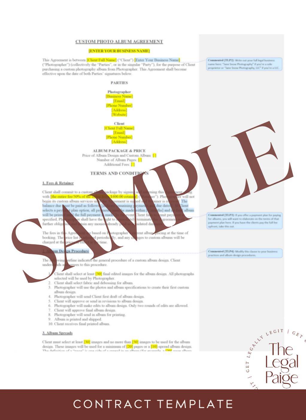 Album Contract - The Legal Paige®