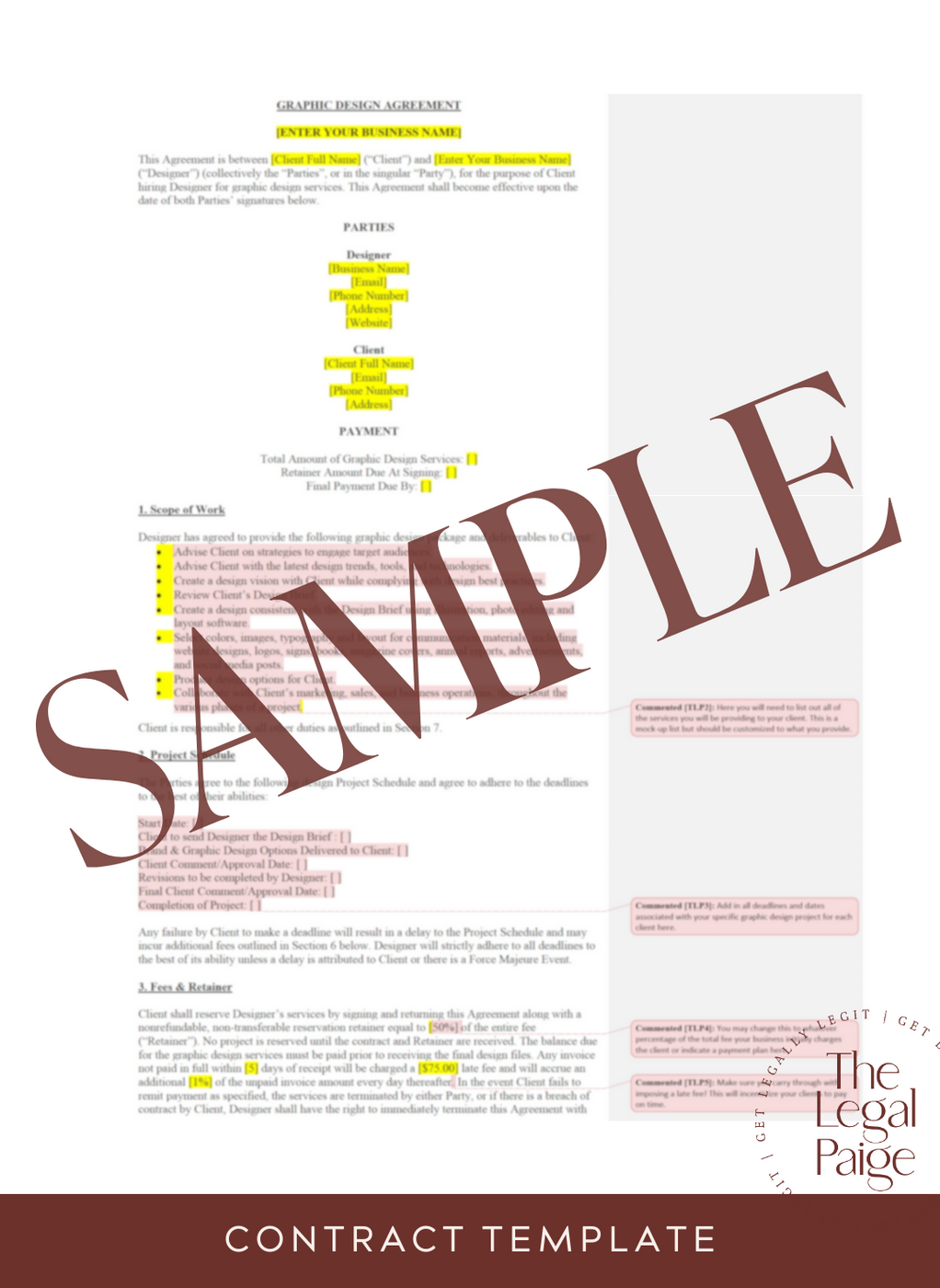 Graphic Designer Contract Template for Creatives - The Legal Paige®