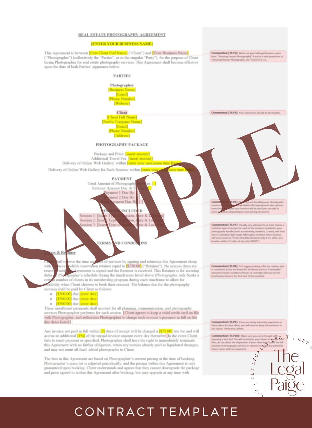 Real Estate Photography Contract Template - The Legal Paige®
